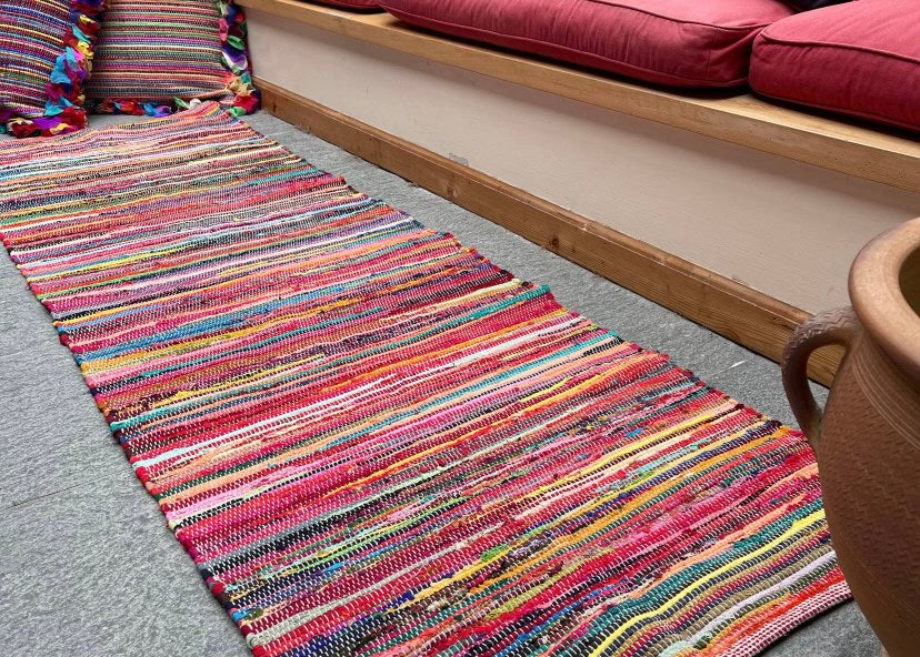 75cm x 240cm Long Runner Rainbow Rag Rug Indoor & Outdoor – Crowstick ...